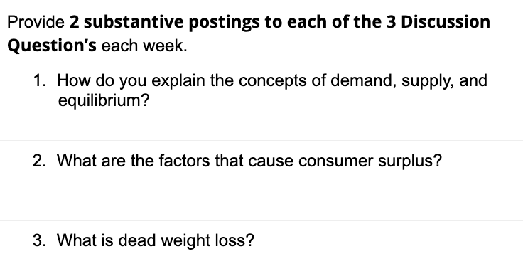 Solved Provide 2 substantive postings to each of the 3 | Chegg.com