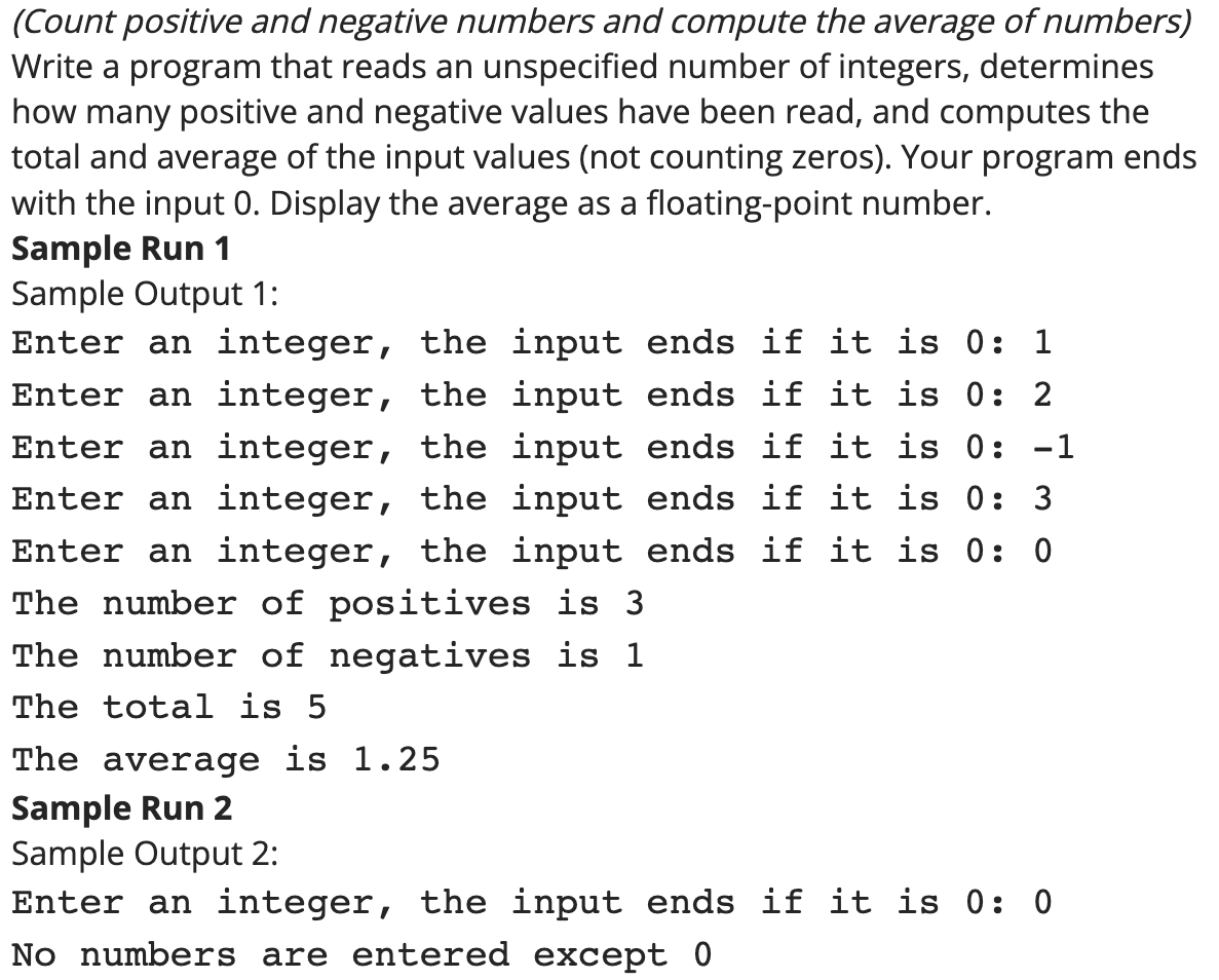 Solved Count Positive And Negative Numbers And Compute Chegg