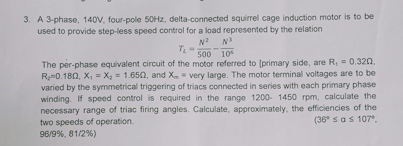 Solved A 3-phase, 140 V, four-pole 50 Hz, delta-connected | Chegg.com