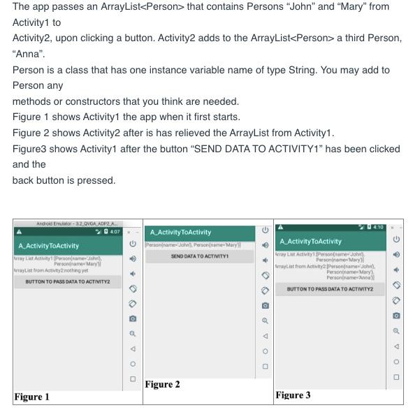 Solved The app passes an ArrayList that contains | Chegg.com