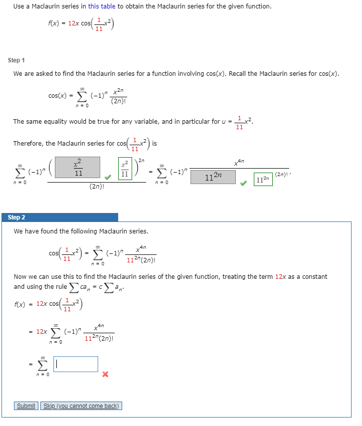 Solved Use a Maclaurin series in this table to obtain the | Chegg.com
