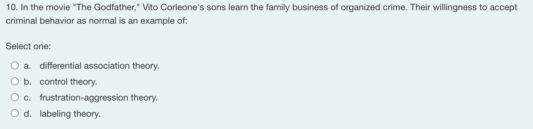 Solved In the movie "The Godfather," Vito Corleone's sons | Chegg.com