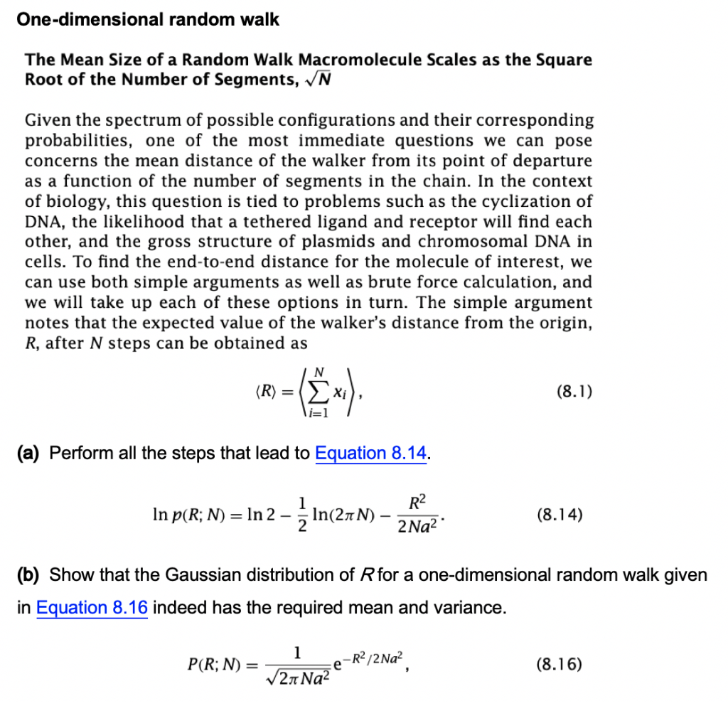 Solved (c) Use the Gaussian chain model to compute the | Chegg.com