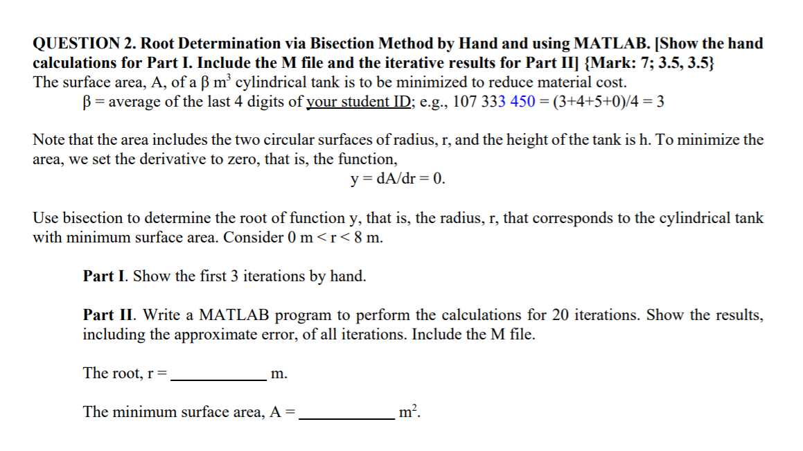 Solved QUESTION 2. Root Determination via Bisection Method | Chegg.com