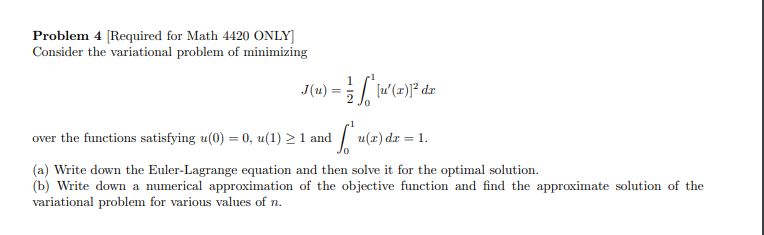 Solved Problem 4 (Required for Math 4420 ONLY) Consider the | Chegg.com
