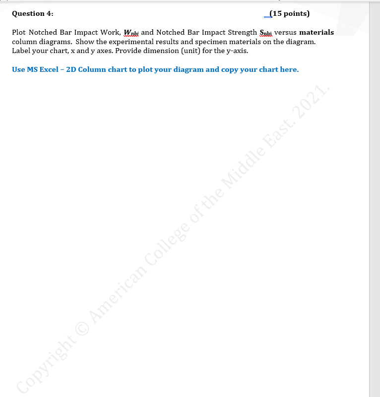 Question 4: (15 points) Plot Notched Bar Impact Work, | Chegg.com