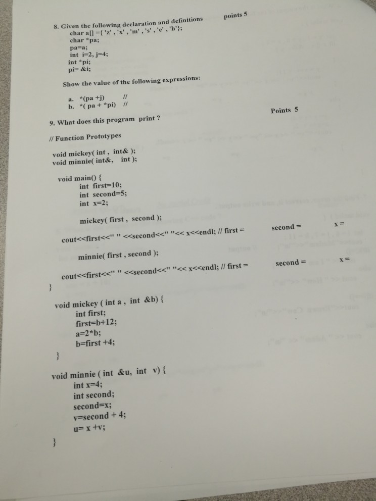 Solved 8. Given the following declaration and definitions | Chegg.com