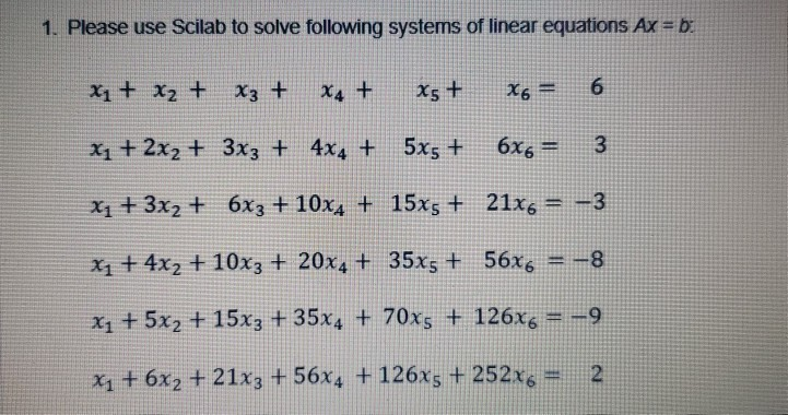 Solved 1. Please use Scilab to solve following systems of | Chegg.com