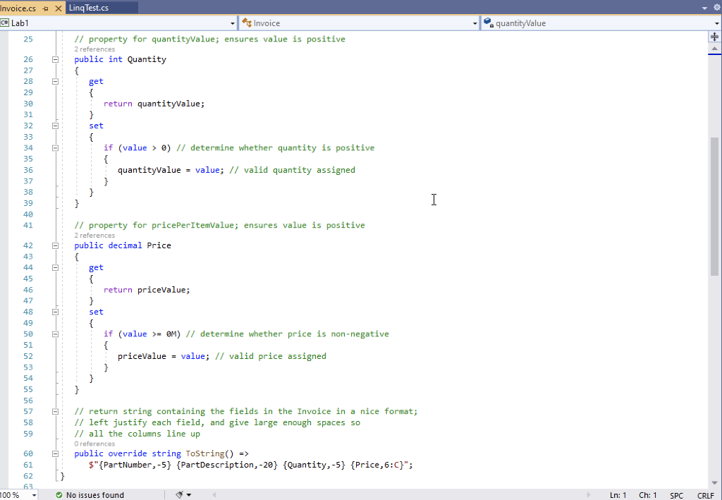 Solved Linq Test.cs + x Invoice.cs CLab1 Lab1.Linq Test . | Chegg.com