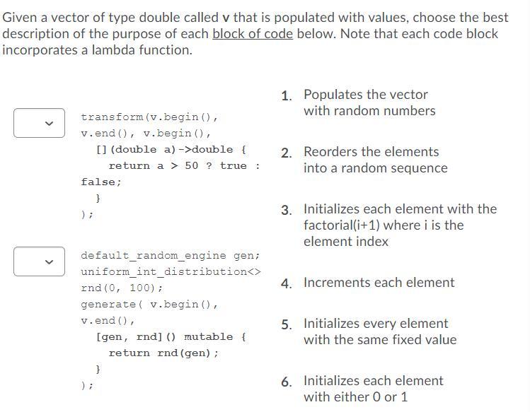 Solved Given a vector of type double called v that is | Chegg.com