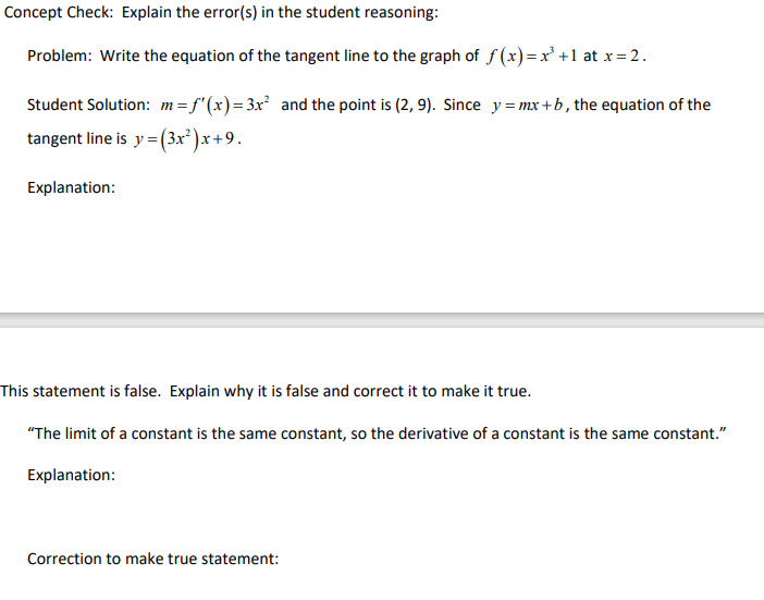 Solved Concept Check: Explain the error(s) in the student | Chegg.com