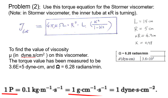 Solved Problem (2); Use this torque equation for the Stormer | Chegg.com