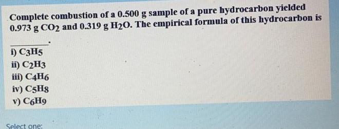 Solved Complete combustion of a 0.500 g sample of a pure | Chegg.com