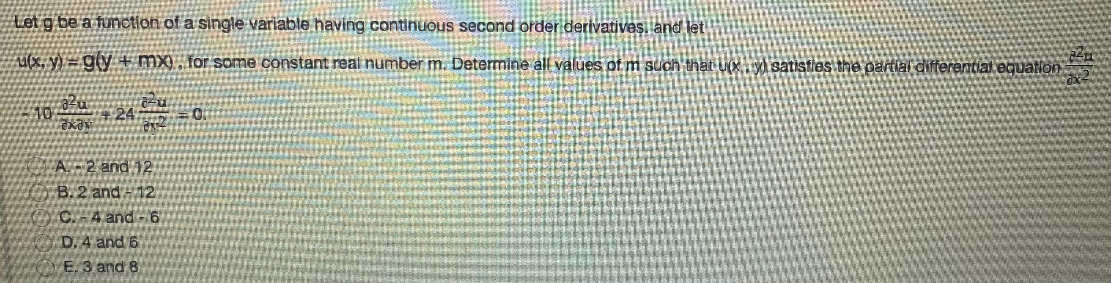 Solved Let g be a function of a single variable having | Chegg.com