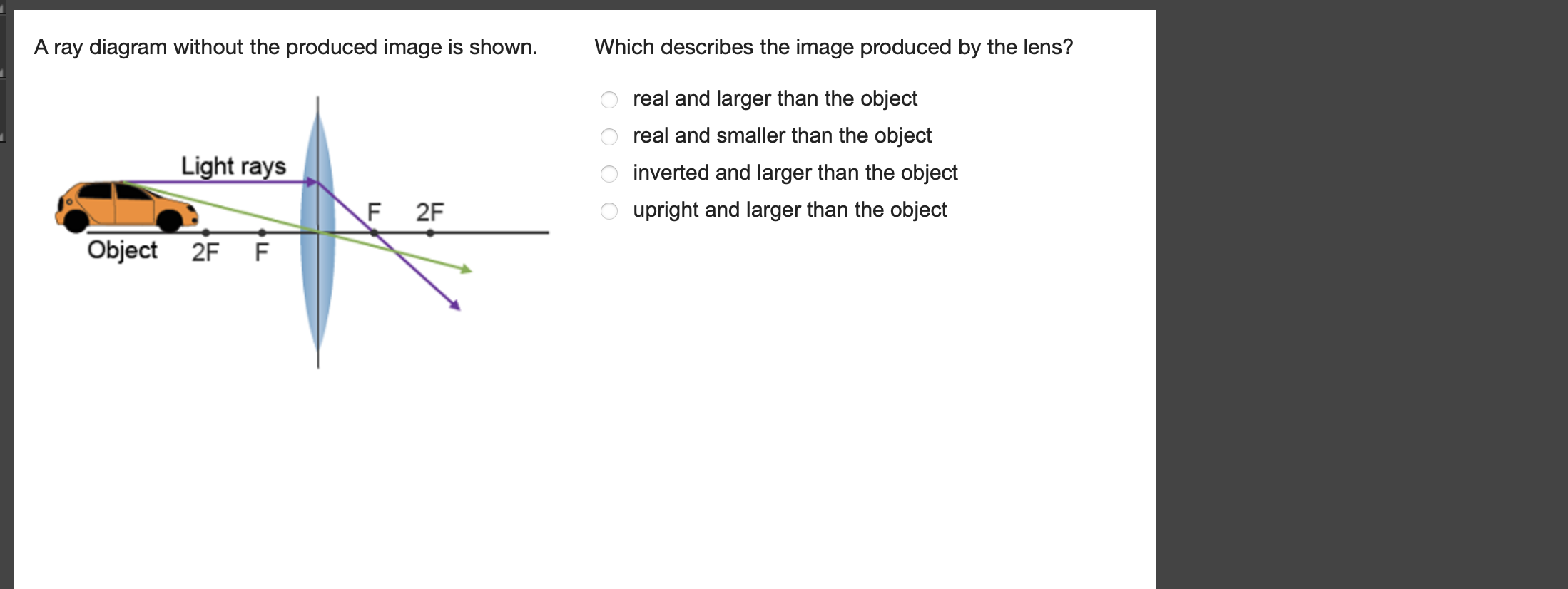 Solved A ray diagram without the produced image is shown. | Chegg.com