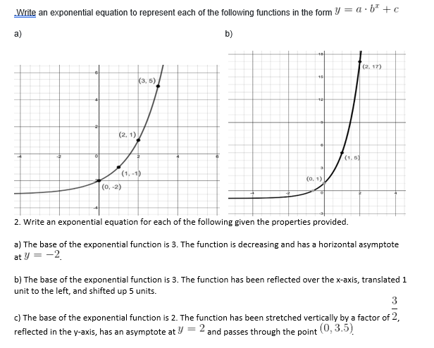 Solved Write an exponential equation to represent each of | Chegg.com