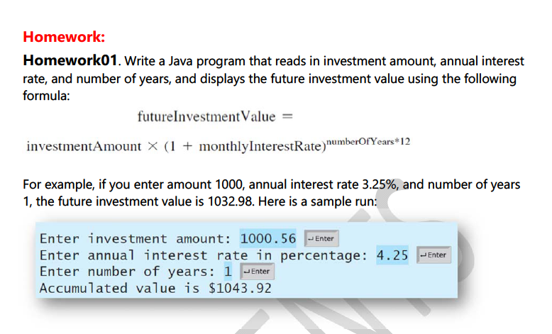 Solved Homework: Homework01. Write a Java program that reads | Chegg.com Solved Homework: Homework01. Write a Java program that reads | Chegg.com