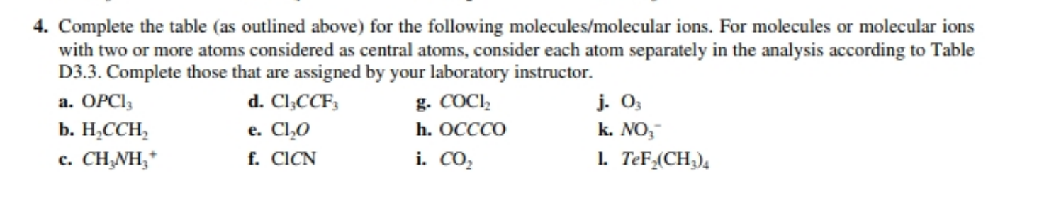 Solved 4. Complete the table (as outlined above) for the | Chegg.com