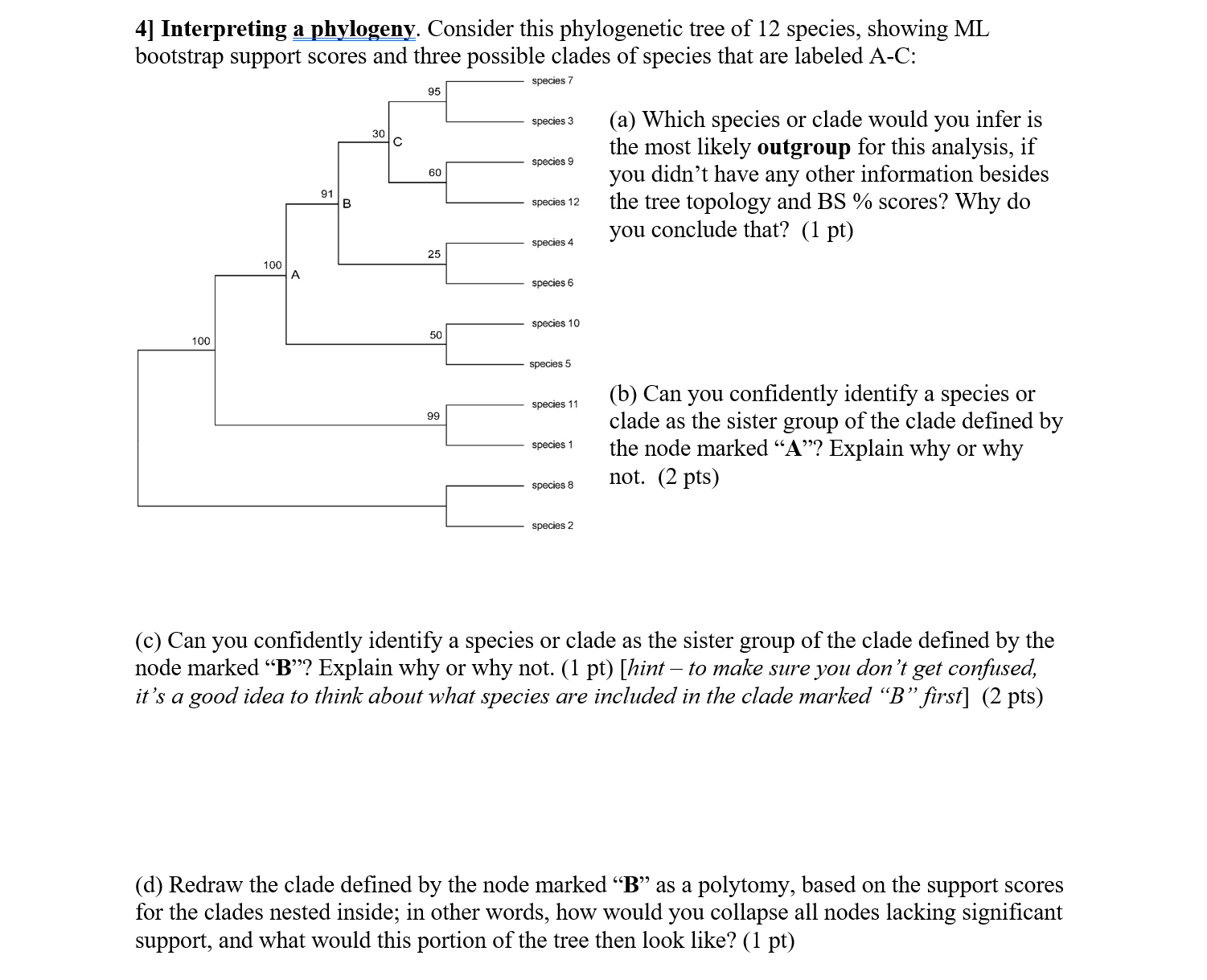 Solved 4] Interpreting a phylogeny. Consider this | Chegg.com