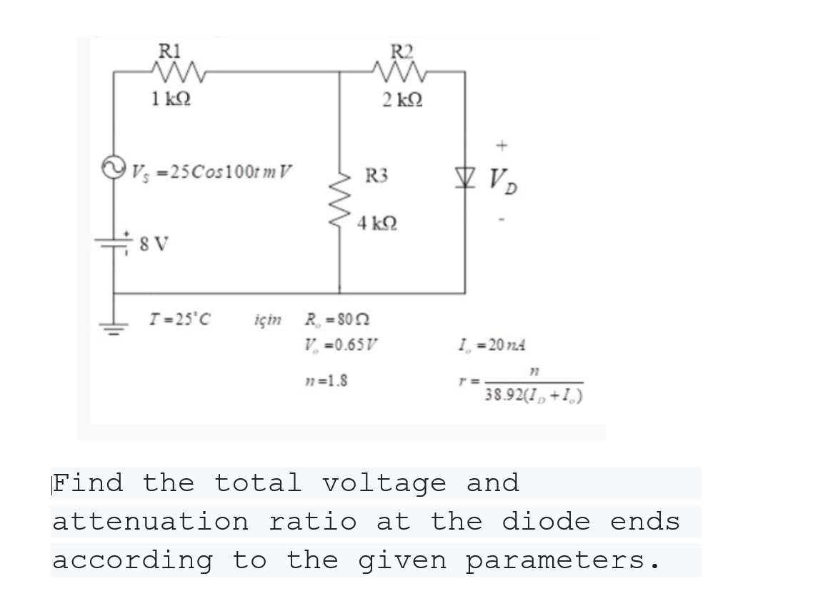 Solved Ri R2 1 1 k2 2 k22 Vs =25Cos 100 m V R3 VV } 4k12 H: | Chegg.com