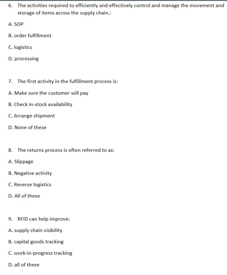 Solved 6. The activities required to efficiently and | Chegg.com
