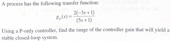 Solved A process has the following transfer function: | Chegg.com