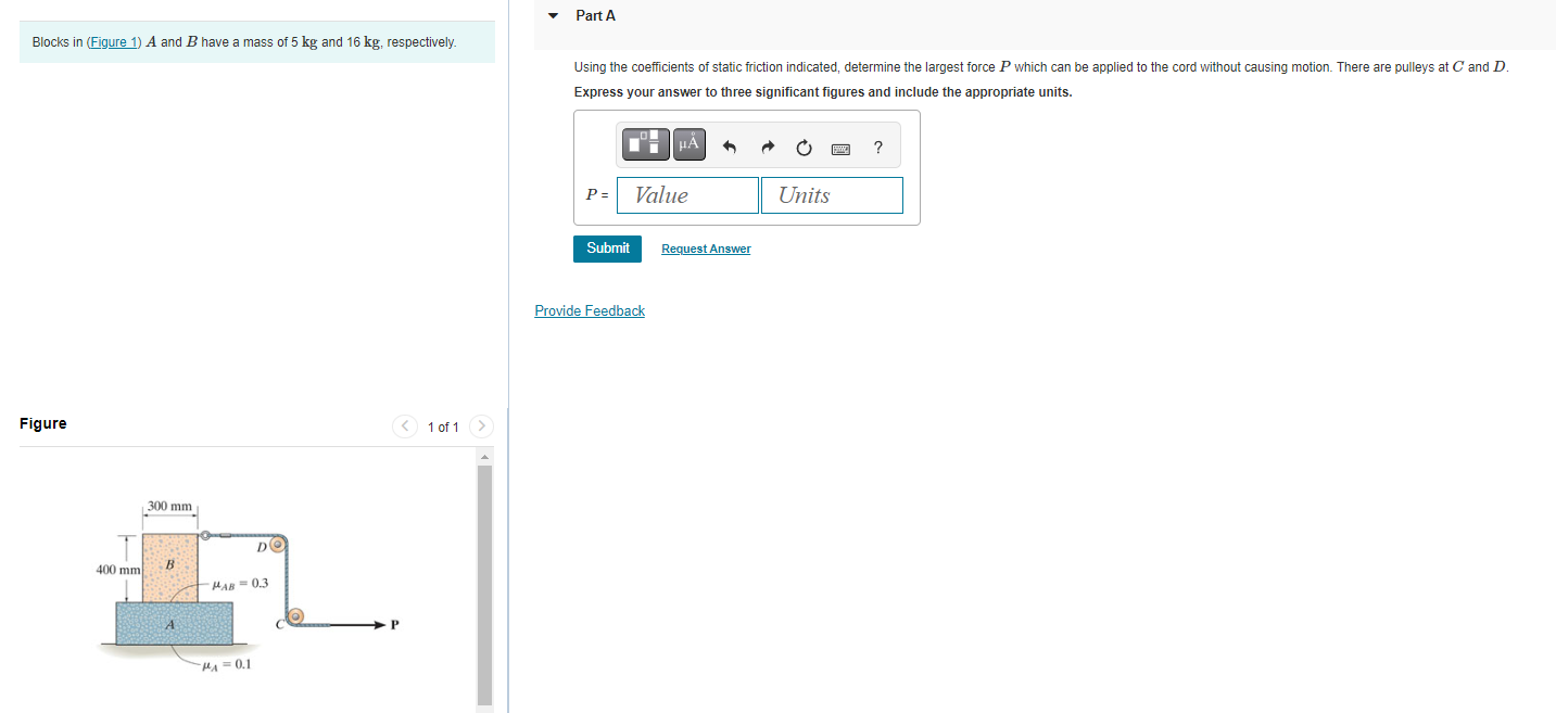 Solved Blocks in (Figure 1) A and B have a mass of 5 kg and | Chegg.com