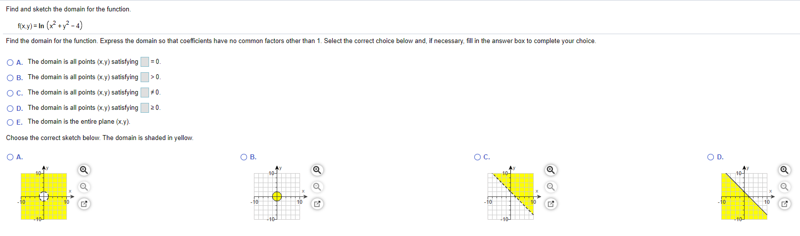 Solved Find and sketch the domain for the function f(x,y) = | Chegg.com
