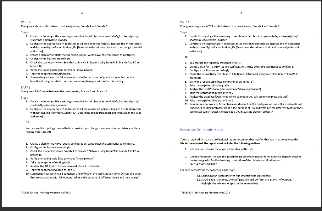 Assignment 3: Configuring Routing Protocols Overview: | Chegg.com