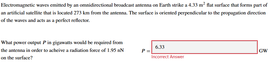 Solved Electromagnetic waves emitted by an omnidirectional | Chegg.com