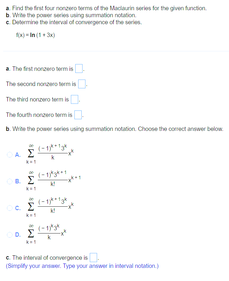 Solved a. Find the first four nonzero terms of the Maclaurin | Chegg.com