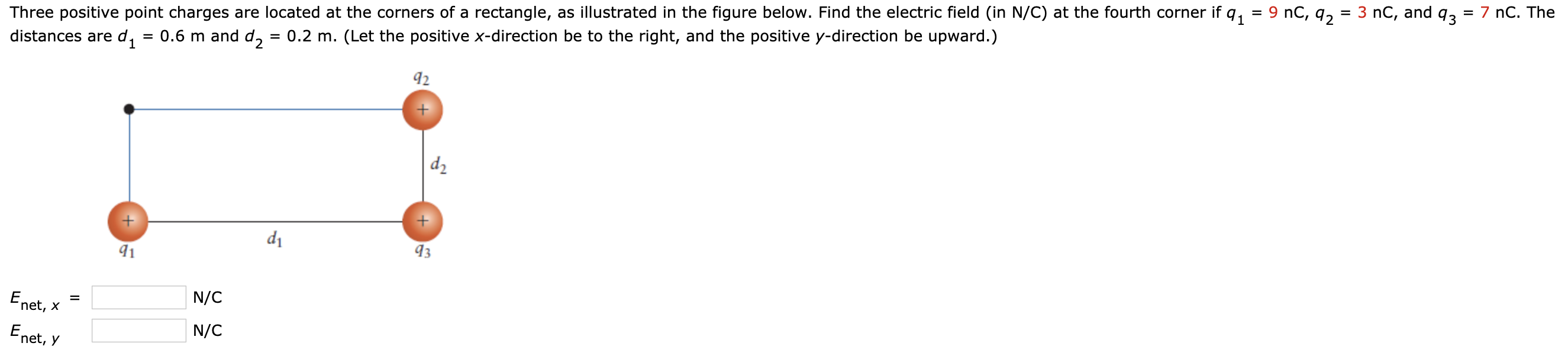 Solved Three positive point charges are located at the | Chegg.com