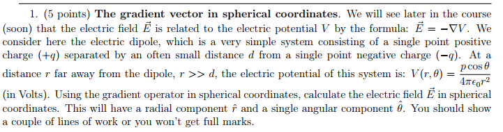 Solved 1. (5 points) The gradient vector in spherical | Chegg.com
