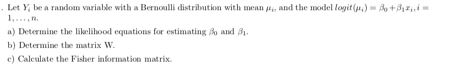 Solved Let Yi be a random variable with a Bernoulli | Chegg.com