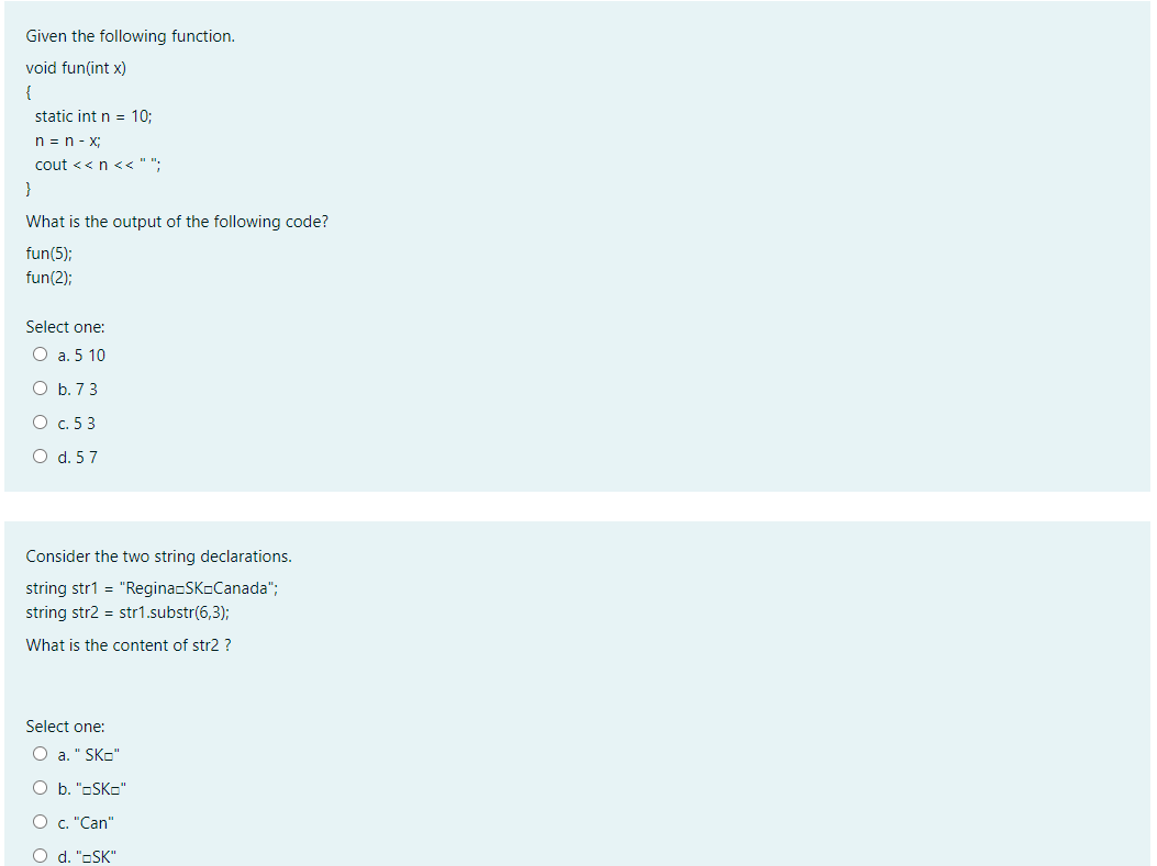 Solved Given the following code. int v = 7; void func() { | Chegg.com
