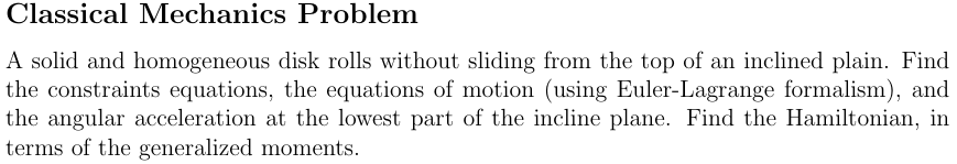Solved Classical Mechanics Problem A solid and homogeneous | Chegg.com