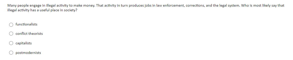 Solved Many people engage in illegal activity to make money. | Chegg.com