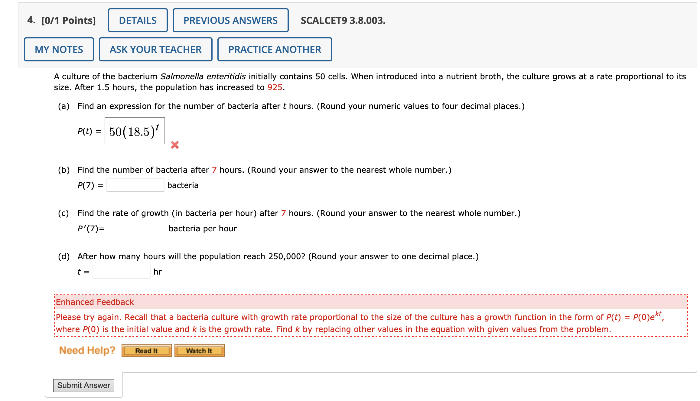 Solved 3.8 Homework-Exp Growth and Decay webassign.net C (1) | Chegg.com