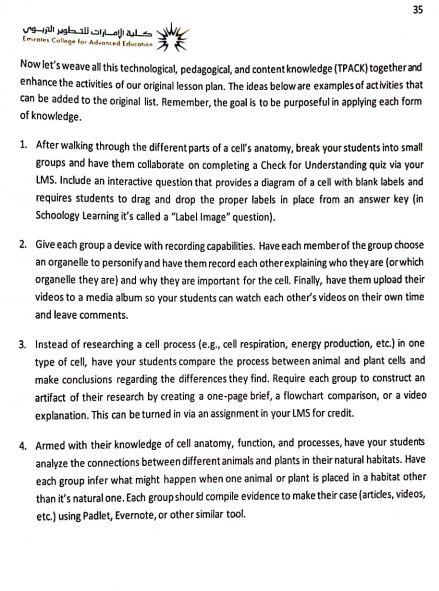 Worksheet 8 Transforming Lessons Through the TPACK | Chegg.com