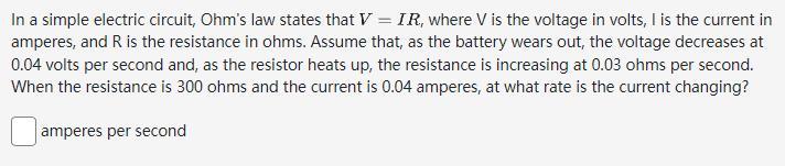 Solved In a simple electric circuit, Ohm's law states that | Chegg.com