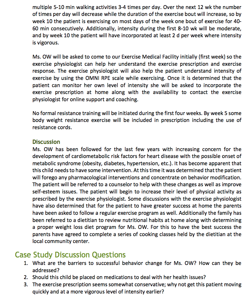 Solved Case Study A Subjective Medical History Ms. OW, a | Chegg.com