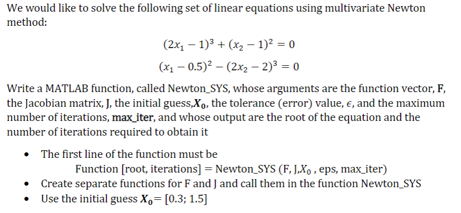 Solved We would like to solve the following set of linear | Chegg.com