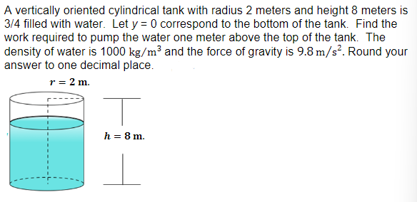 Solved A vertically oriented cylindrical tank with radius 2 | Chegg.com