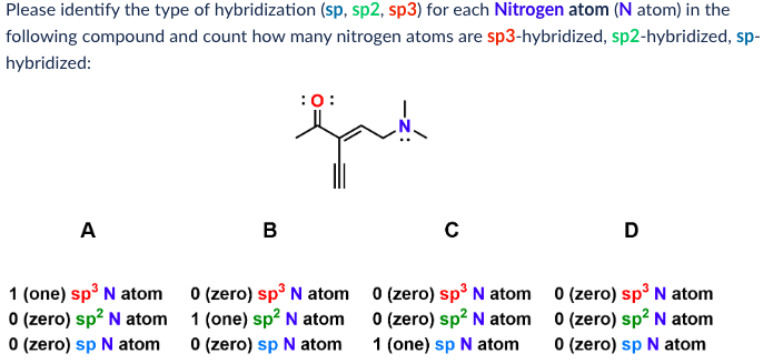 Solved Please identify the type of hybridization (sp, | Chegg.com