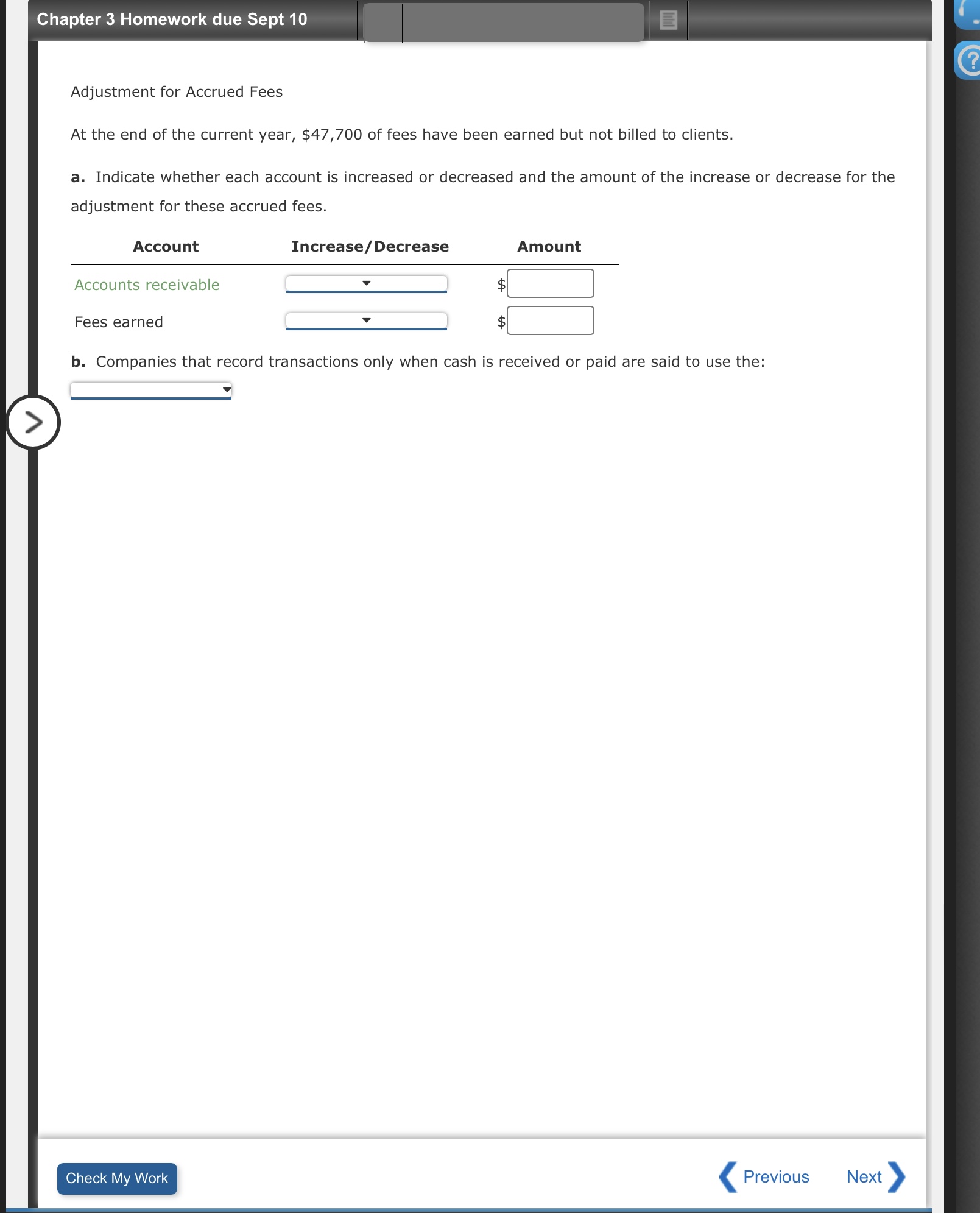 Solved Adjustment for Accrued Fees At the end of the current | Chegg.com