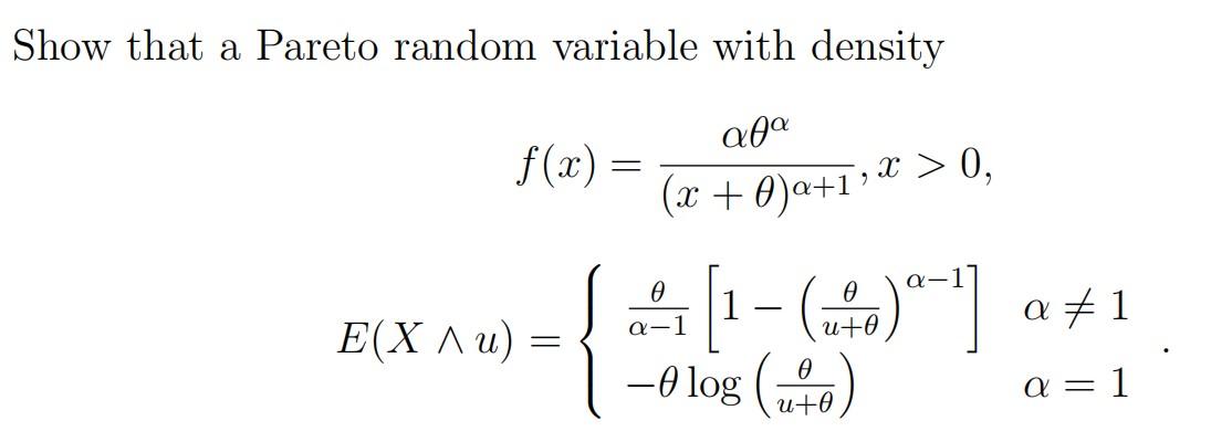 Show that a Pareto random variable with density f(x2) | Chegg.com