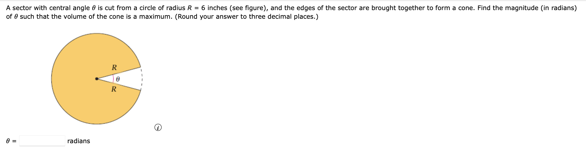Solved A sector with central angle θ is cut from a circle of | Chegg.com