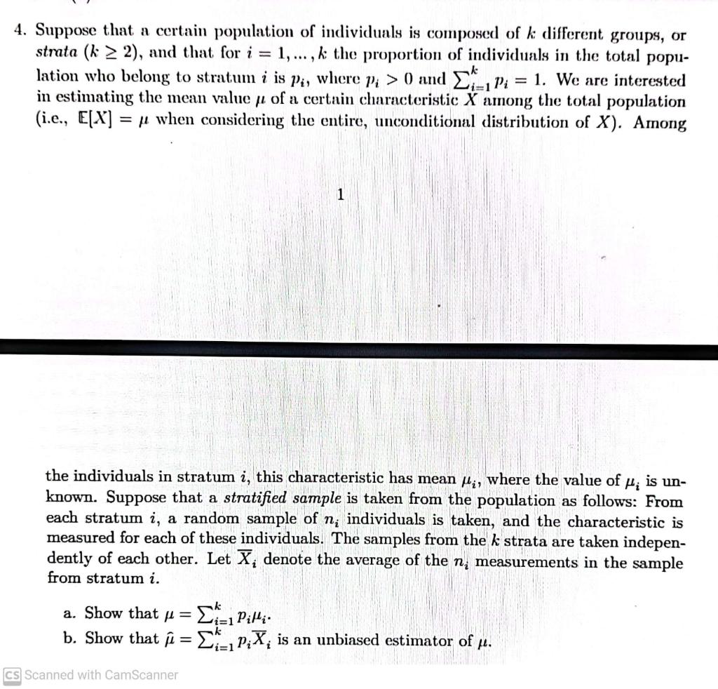 Solved 4. Suppose that a certain population of individuals | Chegg.com