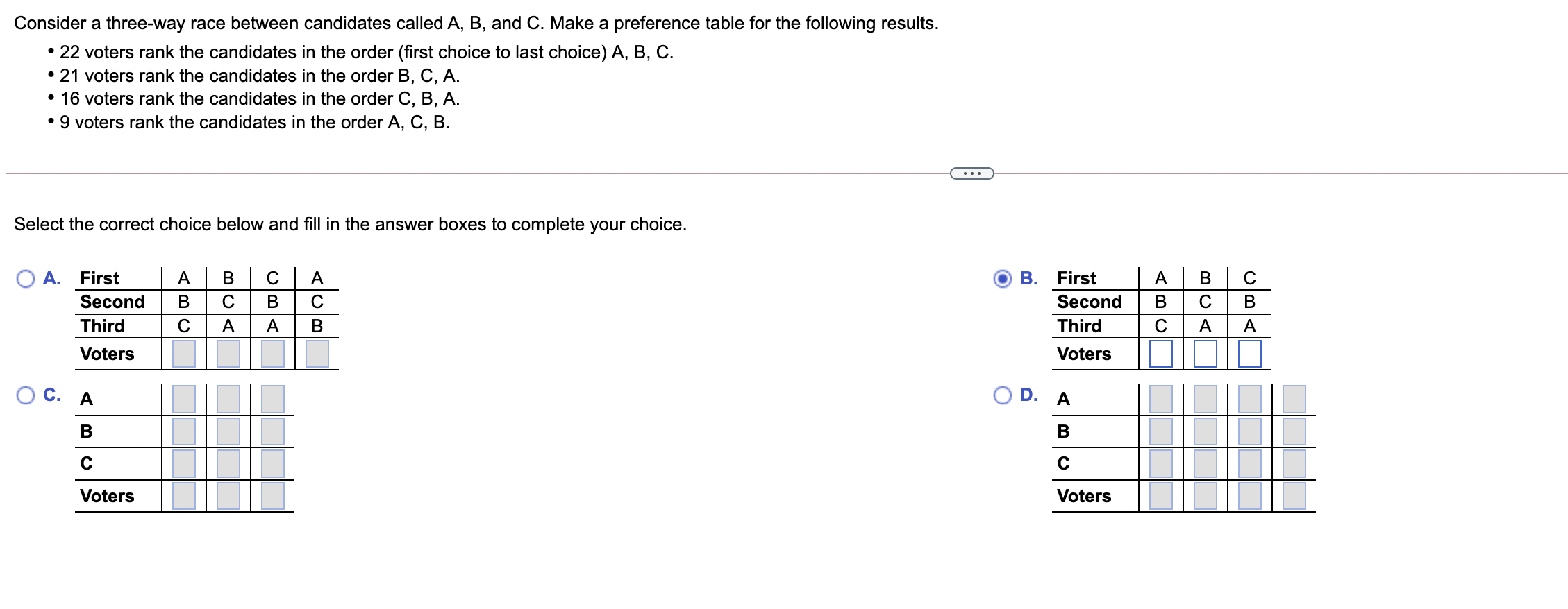 Solved Consider a three-way race between candidates called | Chegg.com