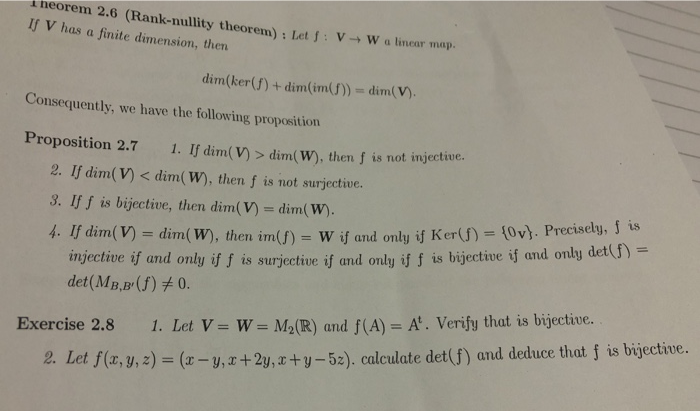 Solved a neorem 2.6 (Rank-nullity theorem): Let : V-W a | Chegg.com